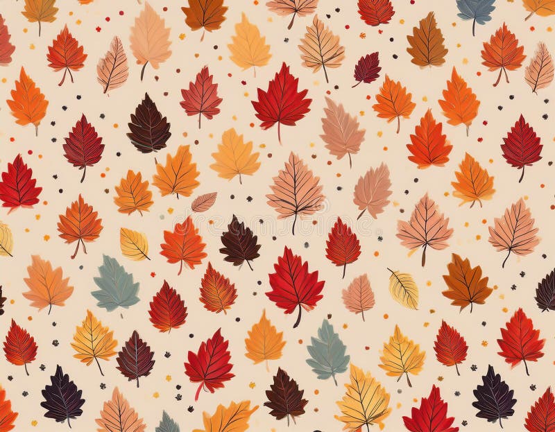 Minimalist Falling Leaves Pattern Autumn Hues on Neutral Background ...