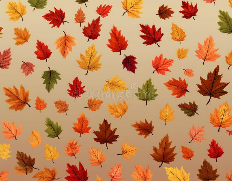 Minimalist Falling Leaves Pattern Autumn Hues on Neutral Background ...