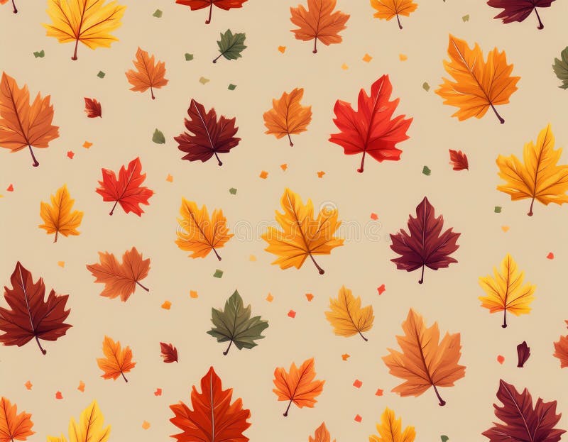 Minimalist Falling Leaves Pattern Autumn Hues on Neutral Background ...