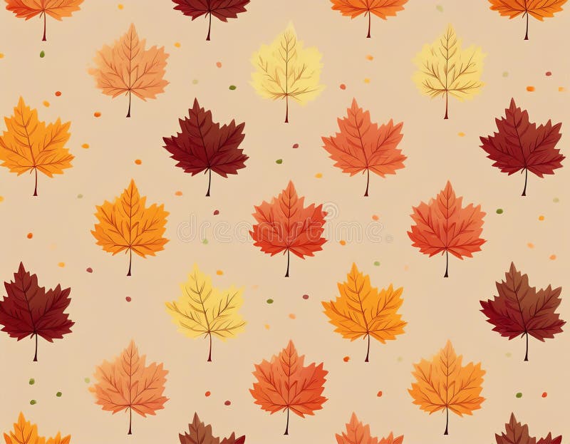 Minimalist Falling Leaves Pattern Autumn Hues on Neutral Background ...