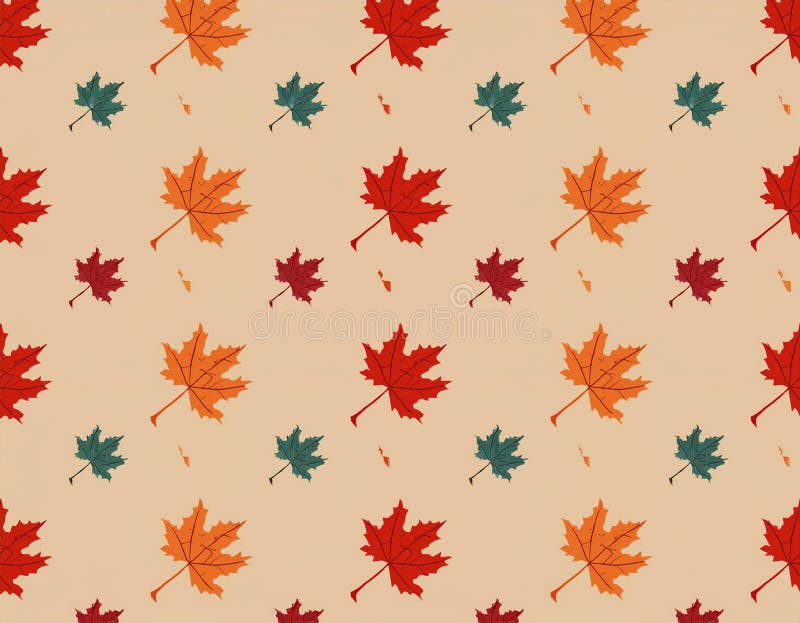 Minimalist Falling Leaves Pattern Autumn Hues on Neutral Background ...