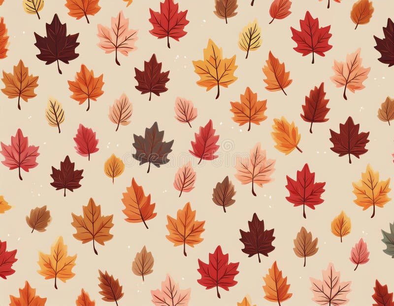 Minimalist Falling Leaves Pattern Autumn Hues on Neutral Background ...