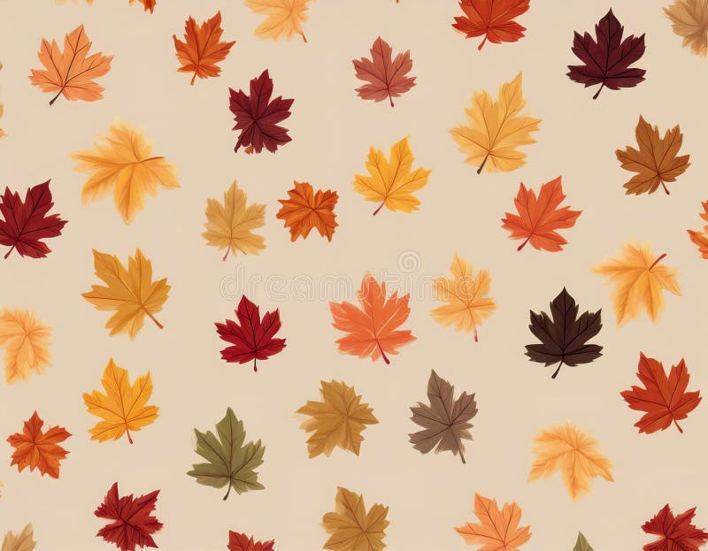 Minimalist Falling Leaves Pattern Autumn Hues on Neutral Background ...