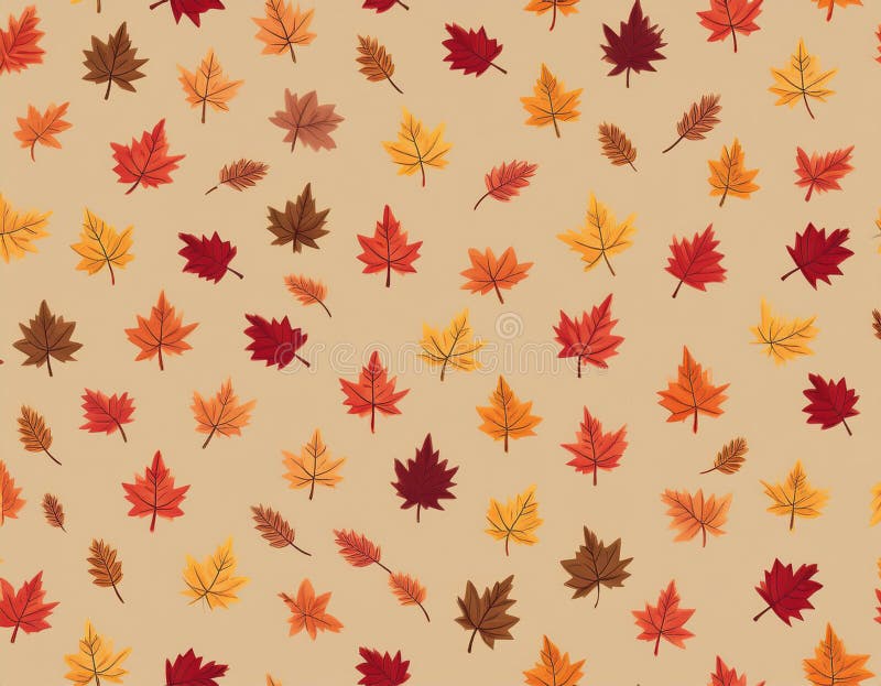 Minimalist Falling Leaves Pattern Autumn Hues on Neutral Background ...