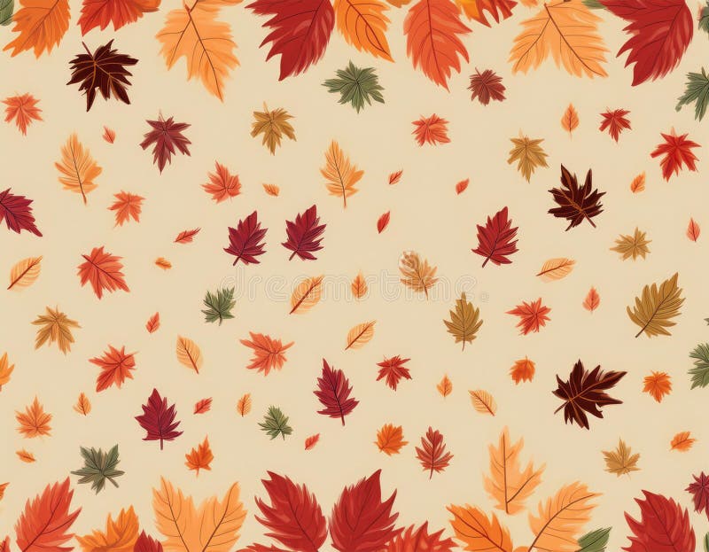 Minimalist Falling Leaves Pattern Autumn Hues on Neutral Background ...