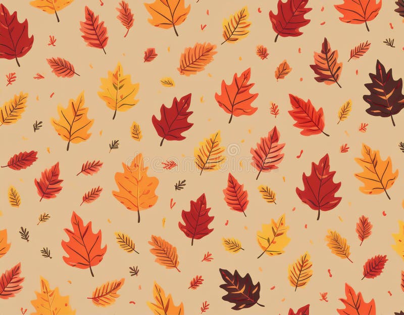 Minimalist Falling Leaves Pattern Autumn Hues on Neutral Background ...