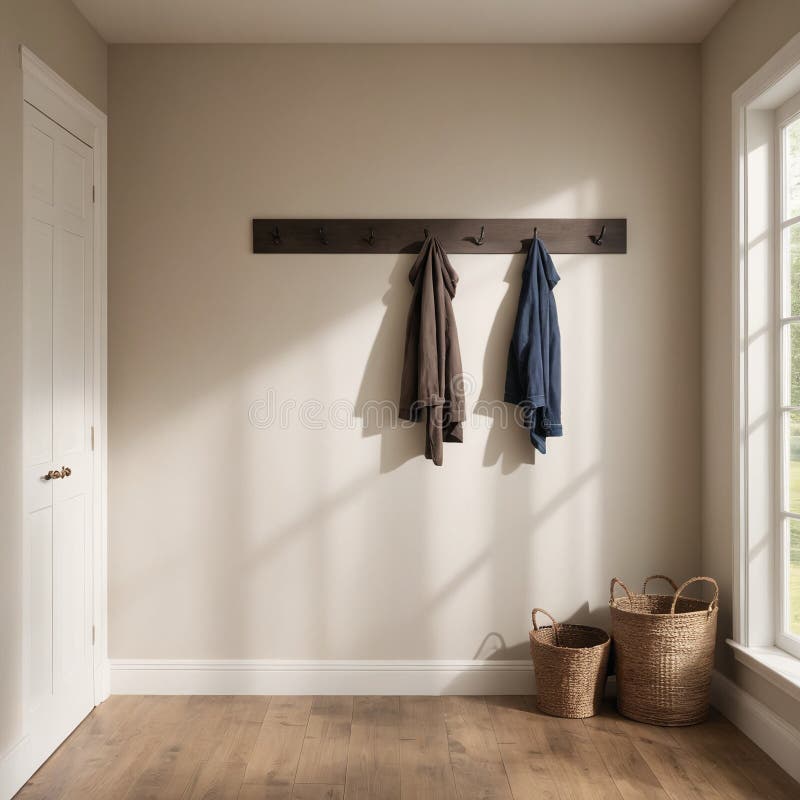 Minimalist Farmhouse Canvas Display on Mudroom Wall Stock Illustration ...