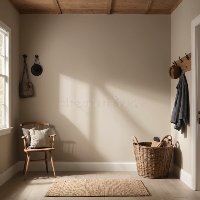 Minimalist Farmhouse Canvas Display on Mudroom Wall Stock Illustration ...