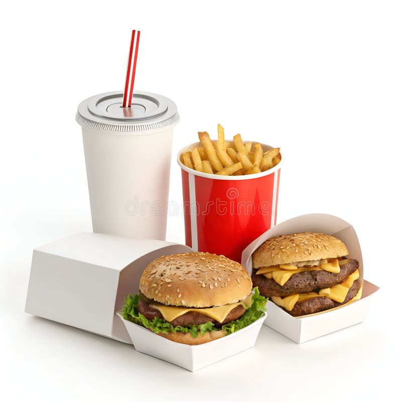 Minimalist Fast Food 3D Render Stock Illustration - Illustration of ...