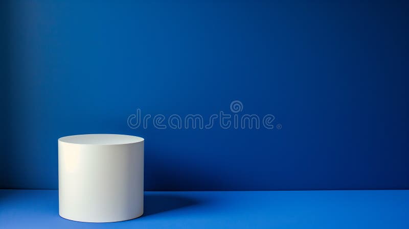 Minimalist Featuring Empty White Podiums on a Blue Background Stock ...
