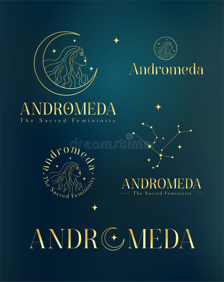 Golden Andromeda. Stellar Star Logo Concept. Constellation Logo. Stock ...