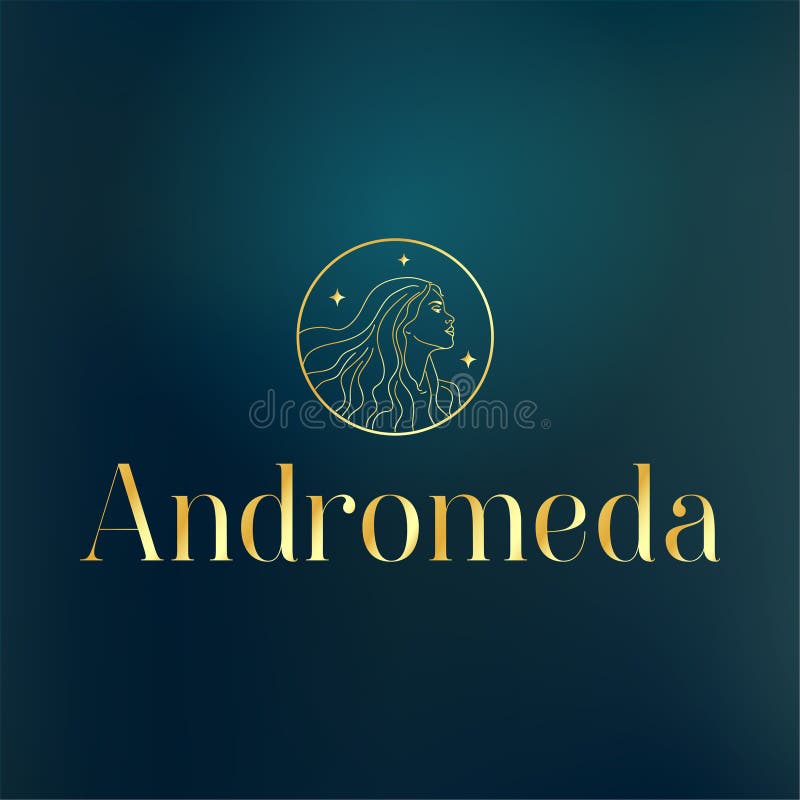Andromeda with Text. Stellar Star Logo Concept Gold. Golden Composition-2. Stock Vector ...