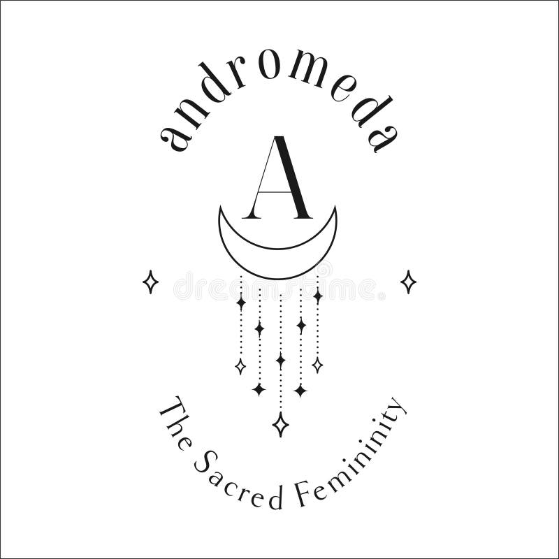 Stellar Star Logo Andromeda Moon Concept-03. Black Option. Stock Vector ...