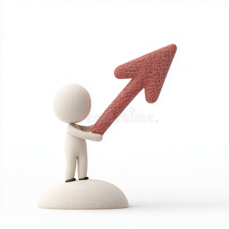 Minimalist Figure Holding Upward Arrow Symbolizing Growth Stock ...