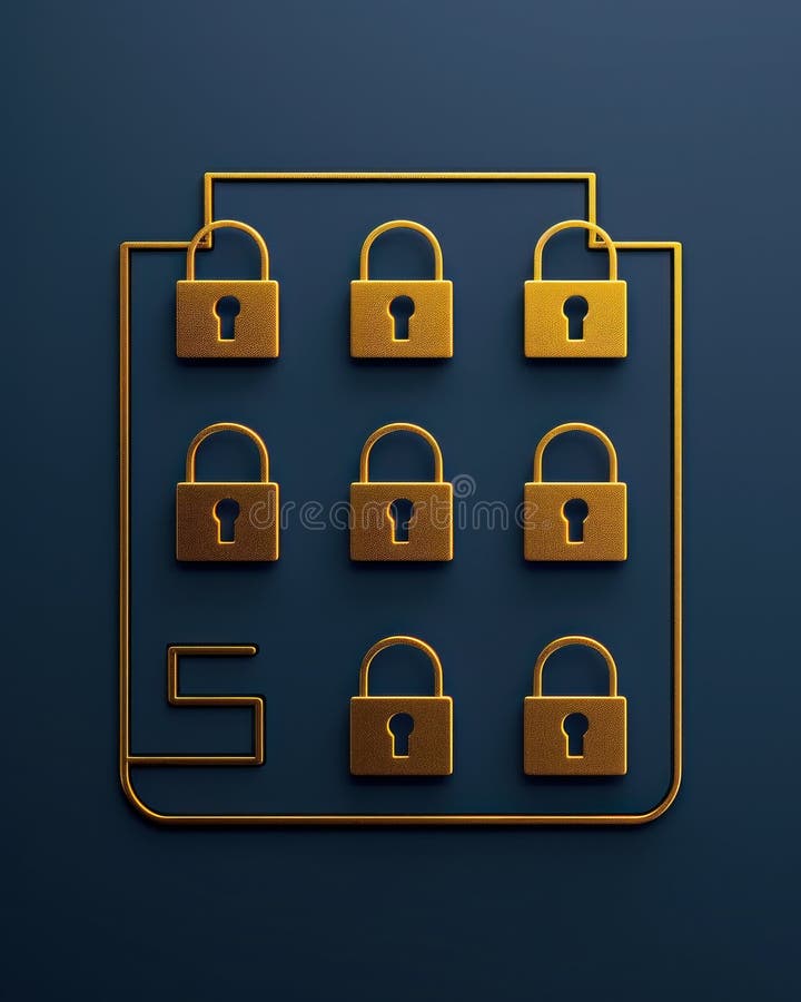 Minimalist File Security: White Folder Outline Secured with Yellow ...