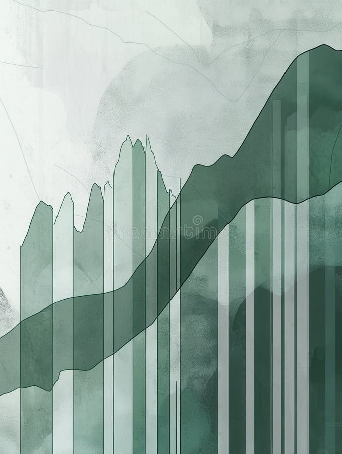Minimalist Financial Abstract Charts in Muted Green and Gray with Open ...