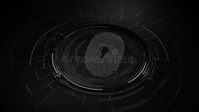 Minimalist Fingerprint with a Digital Lock Overlay, Representing the ...