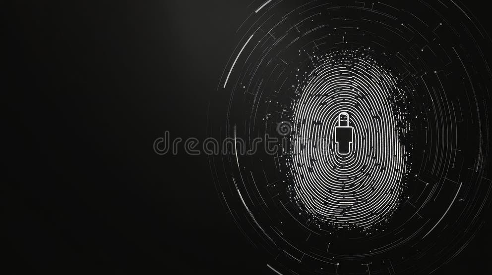 Minimalist Fingerprint Illustration with Digital Lock Overlay ...