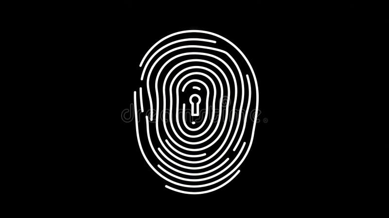 Minimalist Fingerprint Illustration with Digital Lock, Symbolizing ...