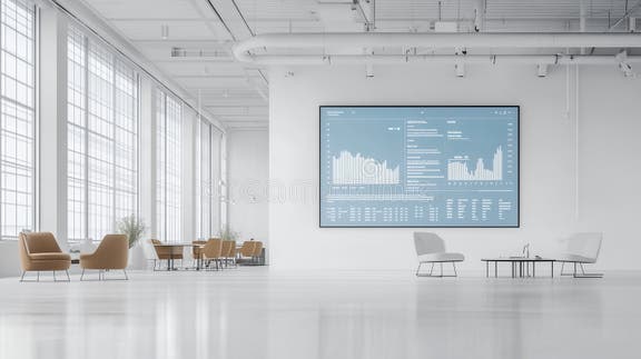 Minimalist Fintech Office with Centralized Data Display, Generative Ai ...