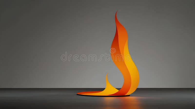 A Minimalist Fire Shape Created with Smooth Gradients of Orange and ...