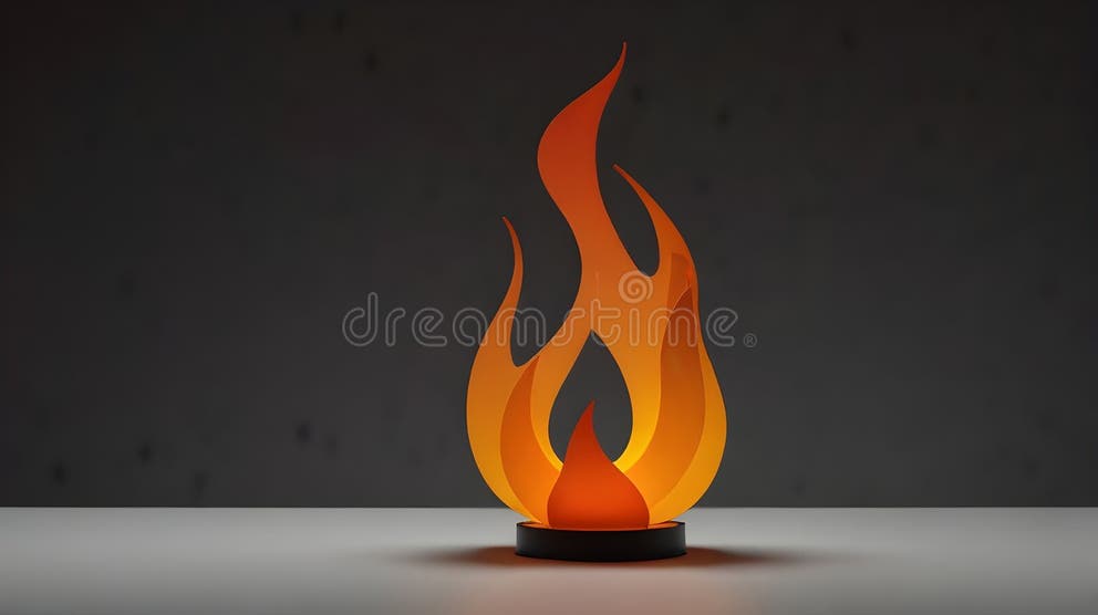 A Minimalist Fire Shape Created with Smooth Gradients of Orange and ...