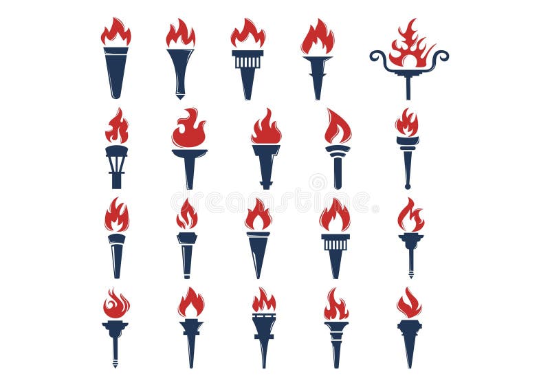 Minimalist Fire Torch Icon Element Stock Illustration - Illustration of ...