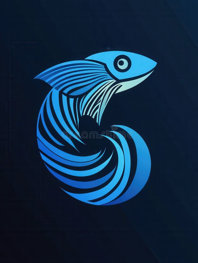 Minimalist Aquatic Logo Featuring Abstract Fish Design with Wave ...