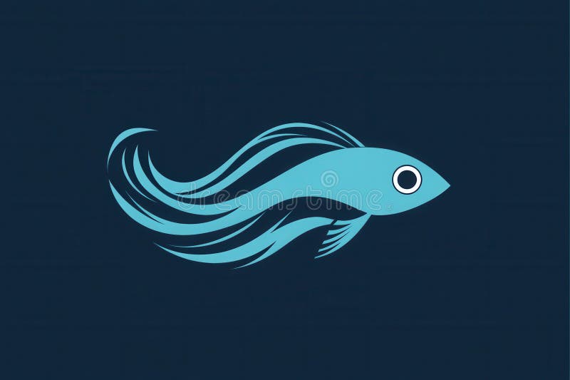 Minimalist Fish Logo Featuring Wave Patterns in Cool Blue Tones ...