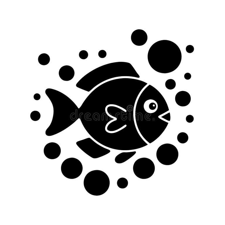 Minimalist Fish Vector Illustration with Bubbles for Art and Design ...
