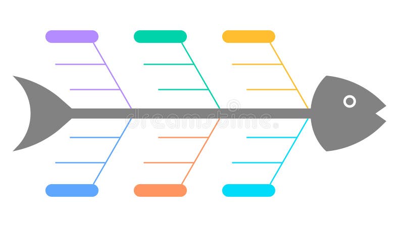 Minimalist Fishbone Diagram Template with Colorful Blank Nodes Stock ...