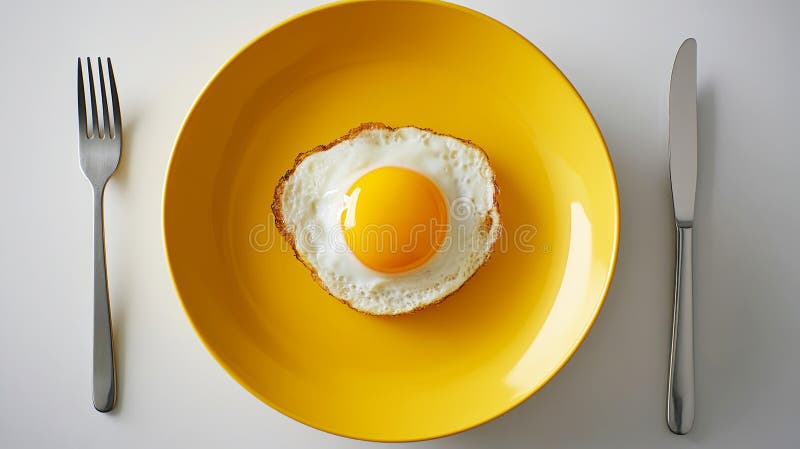 Minimalist Fisheye View Capturing Sunny Side Up Egg Resting on Vibrant ...