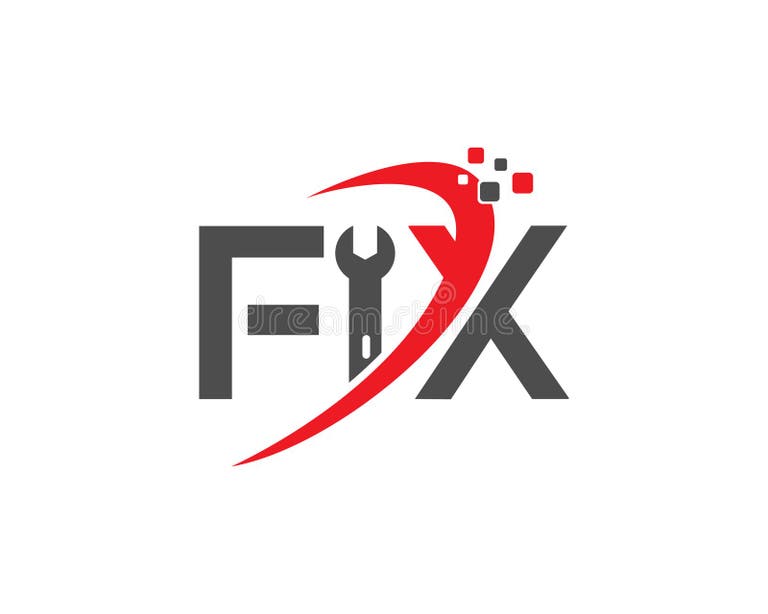Minimalist FIX Text Typography Logo Design Template Stock Vector ...
