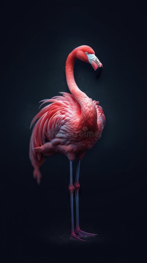 Minimalist Flamingo on Dark Background. Stock Illustration ...