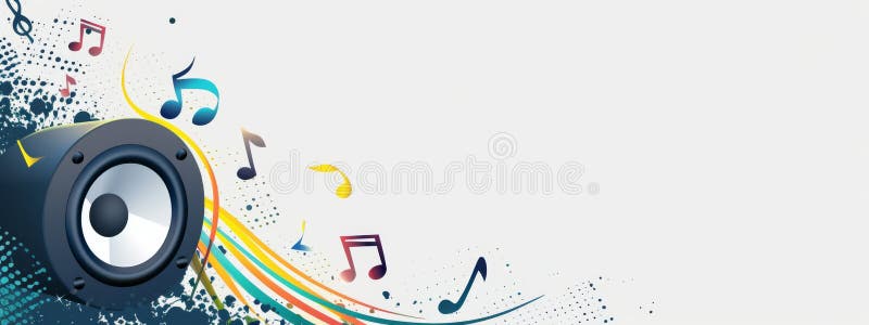 A Minimalist Flat 2D Vector Style Speaker on the Left Side of a ...