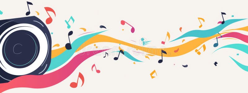 A Minimalist Flat 2D Vector Style Speaker on the Left Side of a ...