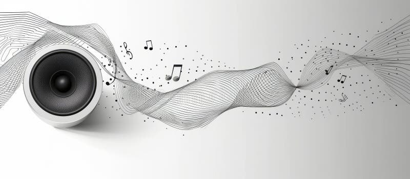 A Minimalist Flat 2D Vector Style Speaker on the Left Side of a ...