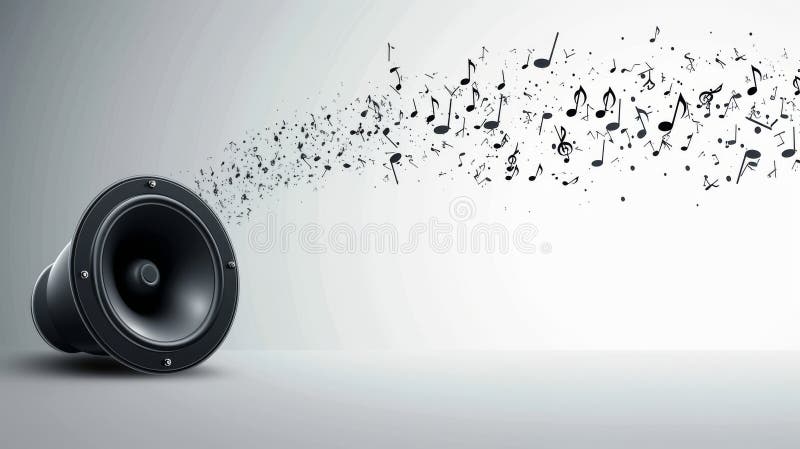 A Minimalist Flat 2D Vector Style Speaker on the Left Side of a ...