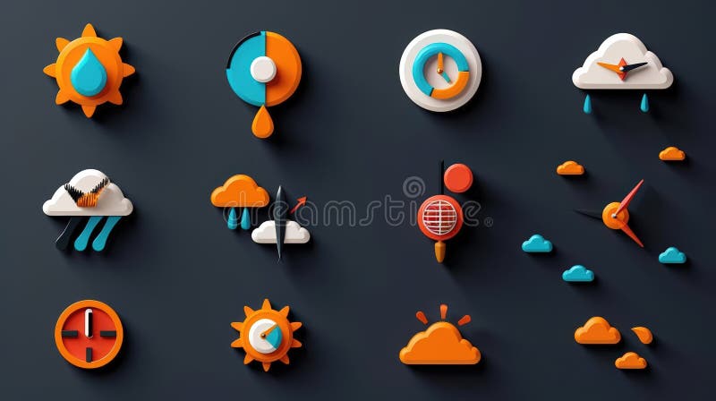Minimalist Flat Design Weather Icon Set Stock Illustration ...