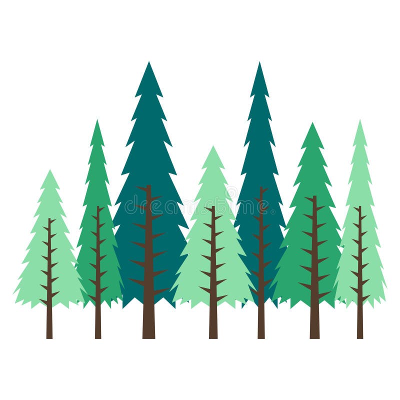 Minimalist Flat Forest Tree Illustration Stock Vector - Illustration of ...