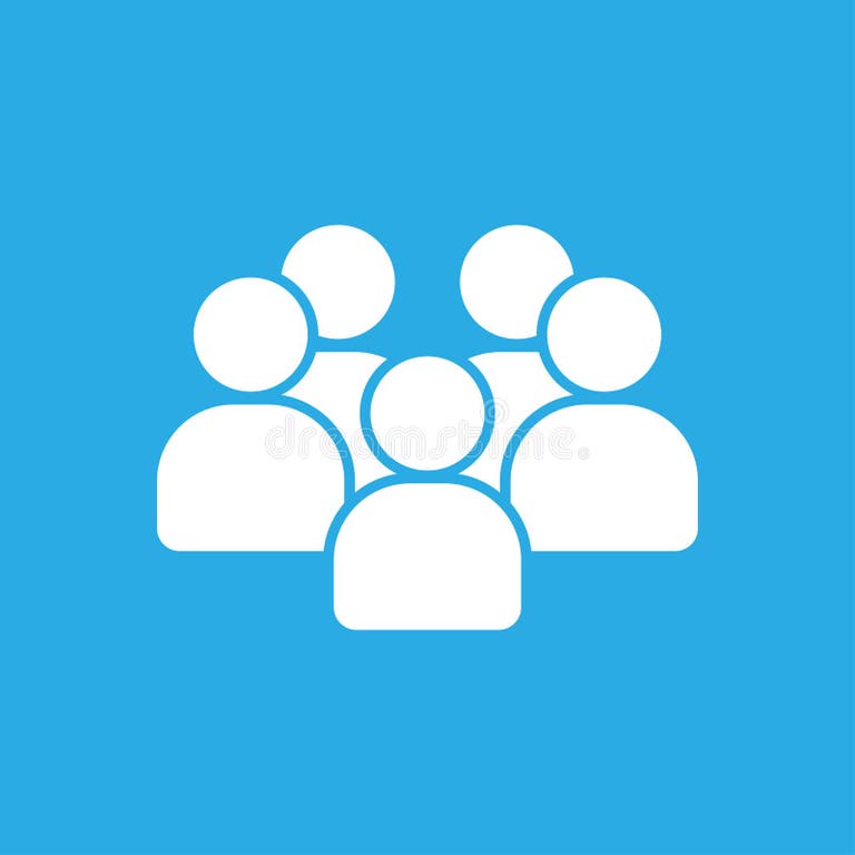 Minimalist White People Group Icon on Blue Background Stock Vector ...