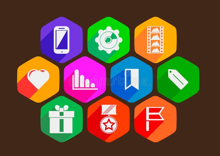 Minimalist flat icons 4 stock vector. Illustration of icon - 35194098