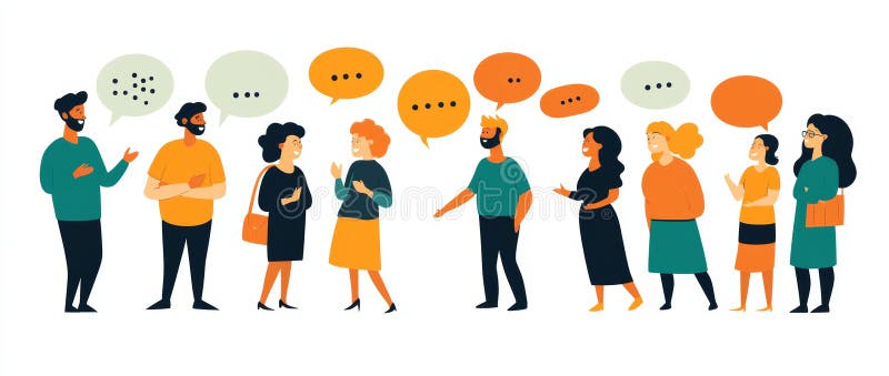 A Minimalist Flat Illustration of Two People Talking with Speech ...