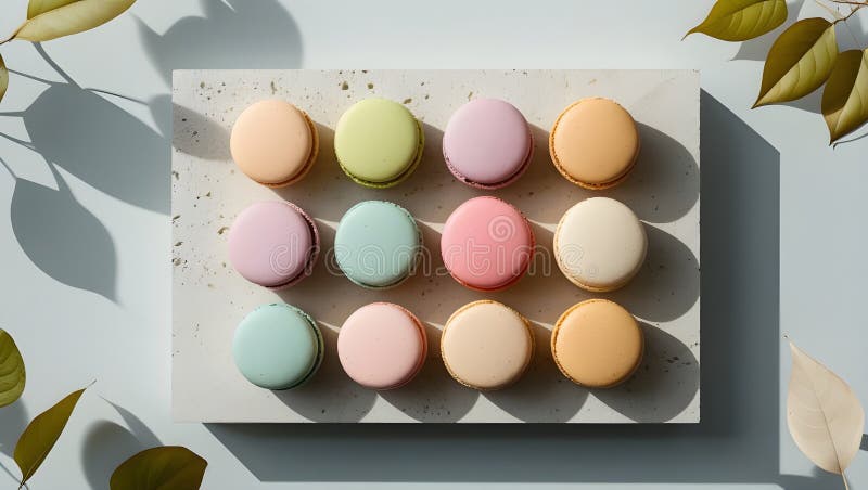 Pastel Macarons Flat Lay Soft Shadows & Clean Background Stock ...