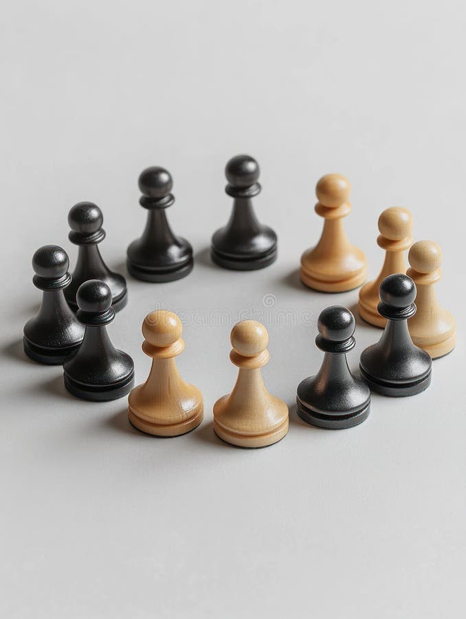 Minimalist Flat Lay of Chess Pawns Arranged in a Circle for Creative ...