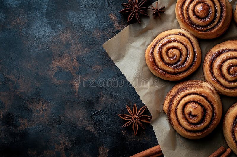 A Minimalist Flat Lay of Cinnamon Rolls before Baking, Styled on Stock ...