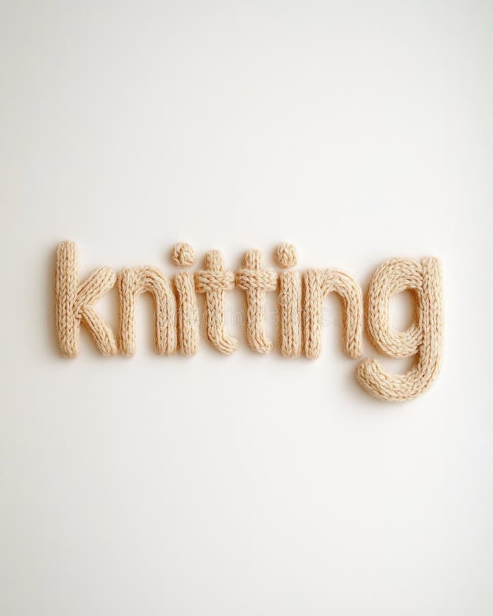 Minimalist Flat Lay Composition of the Word Knitting in Yarn Design ...