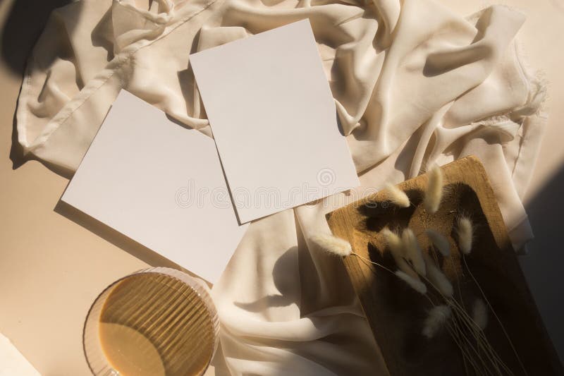 Minimalist Flat Lay with Dried Flowers Stock Image - Image of ...