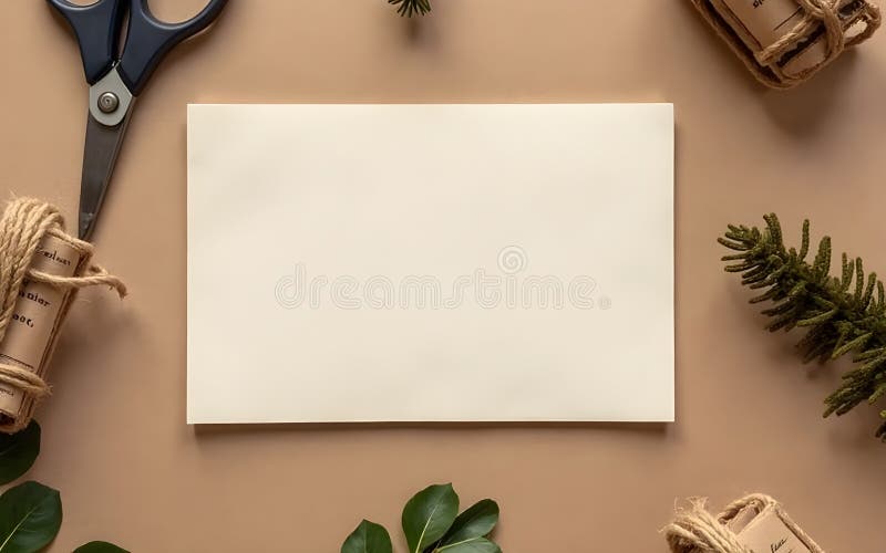 Blank Card with Crafting Supplies Stock Image - Image of natural, sprig ...