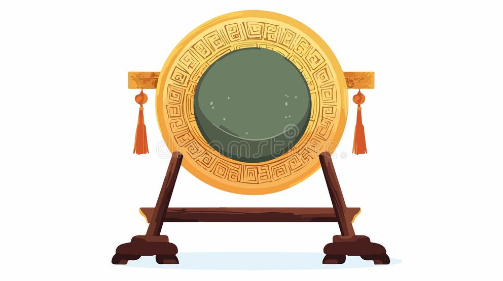 Minimalist Flat Style Gong on White Background for Musical Concepts ...